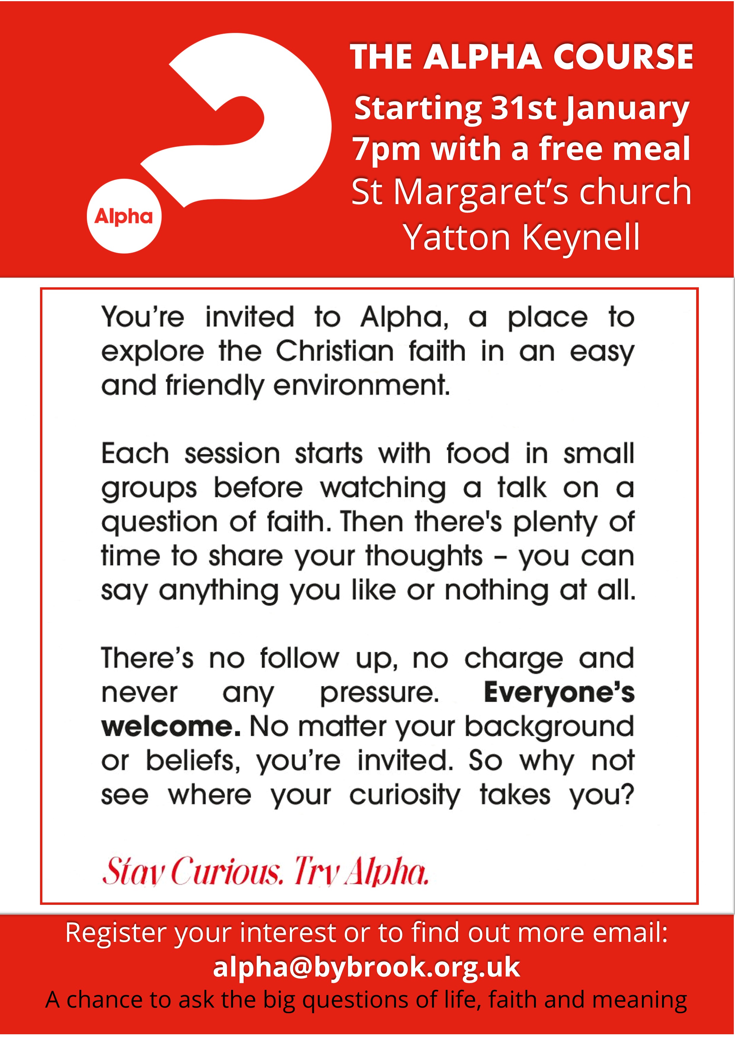 The Alpha Course, starting 31st January 2023 – Bybrook Benefice